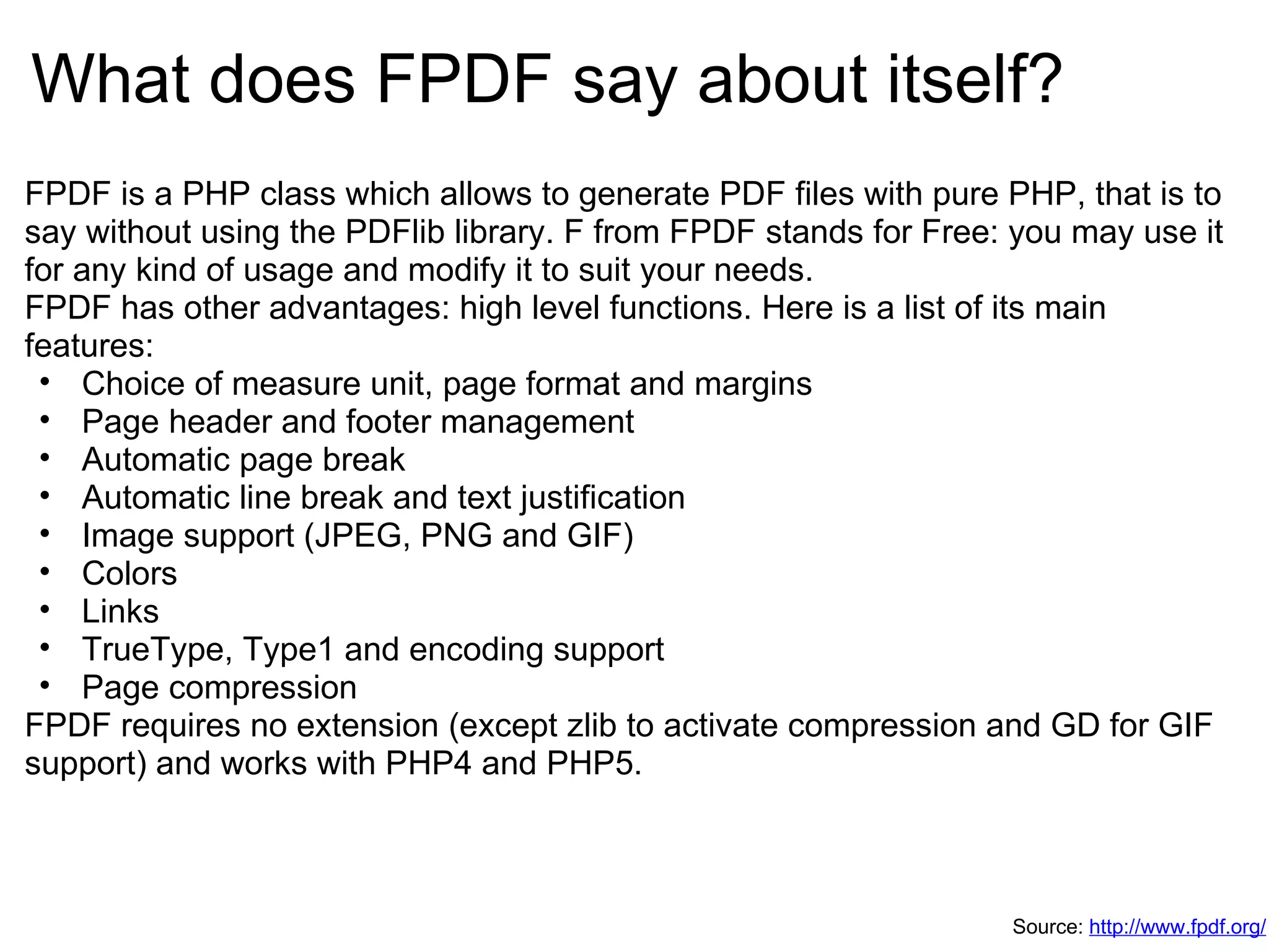 The FPDF Library | PPT