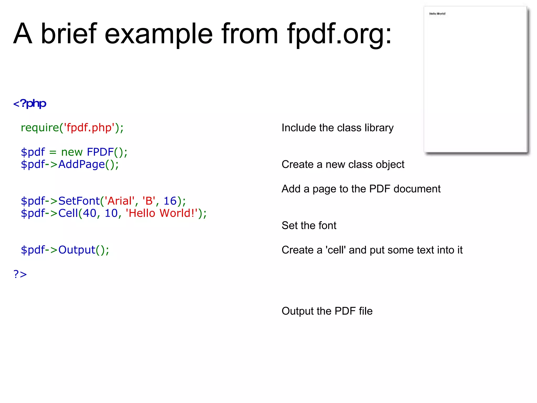 The FPDF Library | PPT