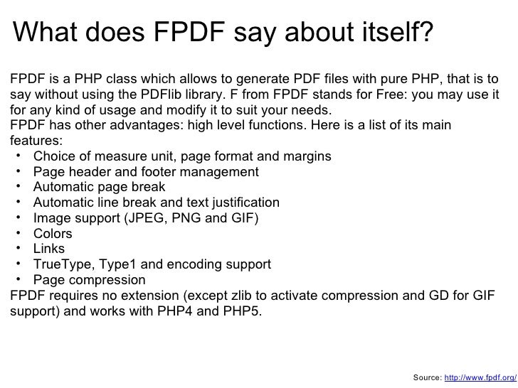 The Fpdf Library 
