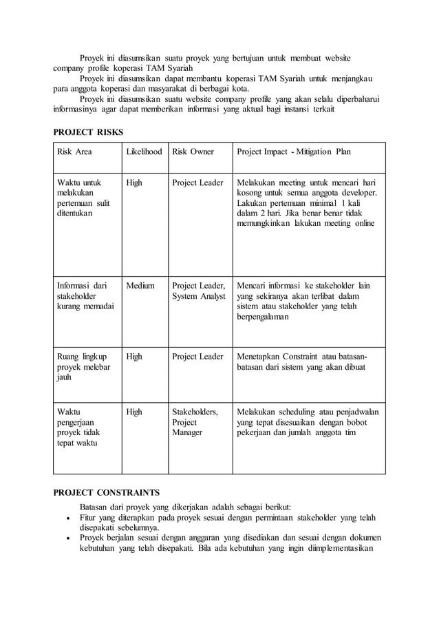 Fp dokumen perencanaan proyek | PDF