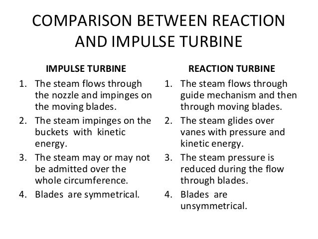 Reaction and Impulse Turbine (Comparison)