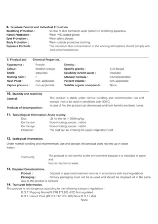Pigment orange 13 orange g cas 3520 72-7 material safety data sheet ...