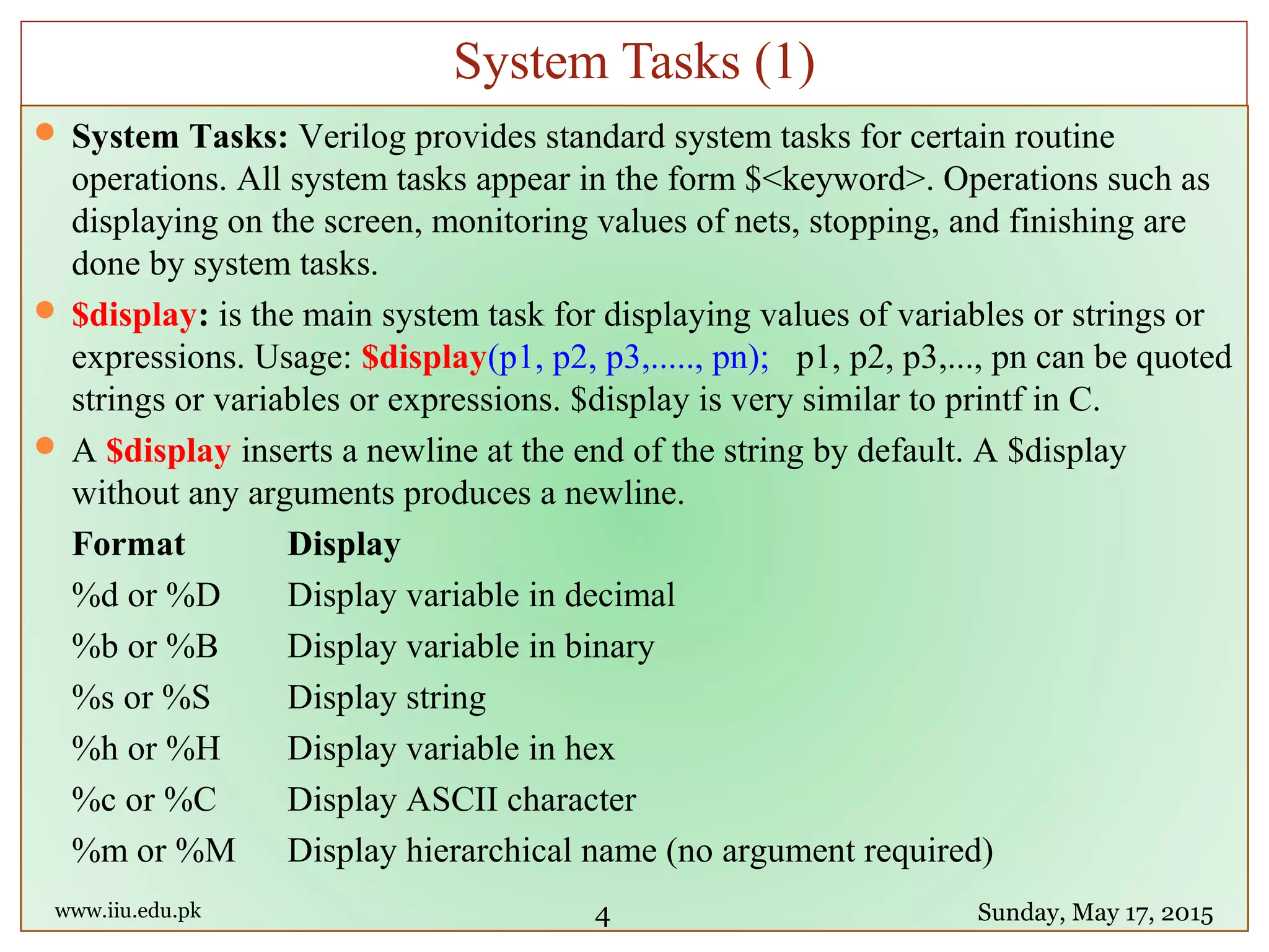Fpga 06 Data Types System Tasks Compiler Directives Ppt 8971