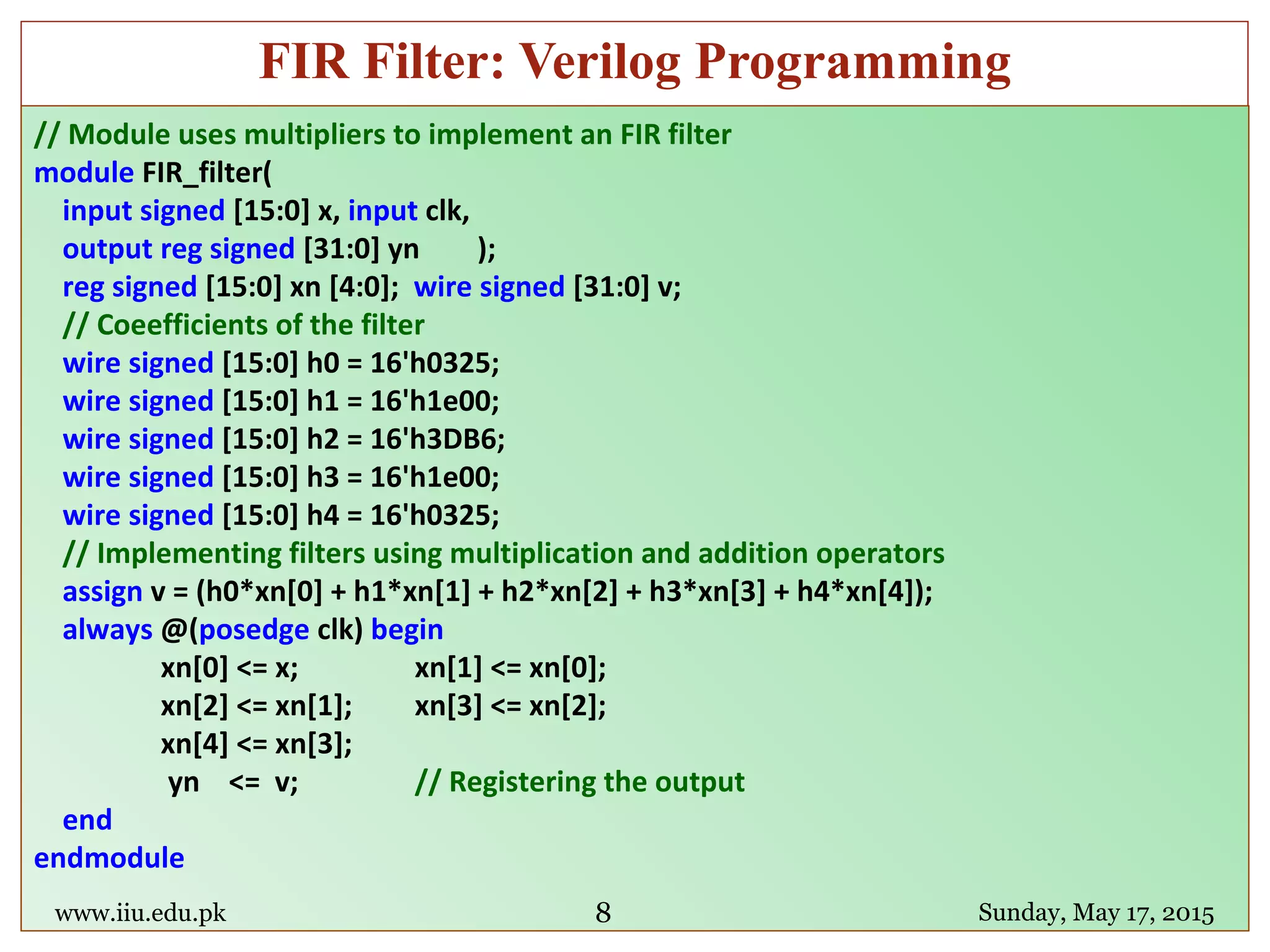 Fpga 11-sequence-detector-fir-iir-filter | PPT