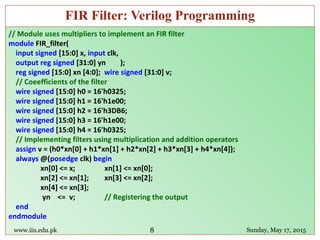 Fpga 11-sequence-detector-fir-iir-filter | PPT | Digital Audio | Computer Software and Applications
