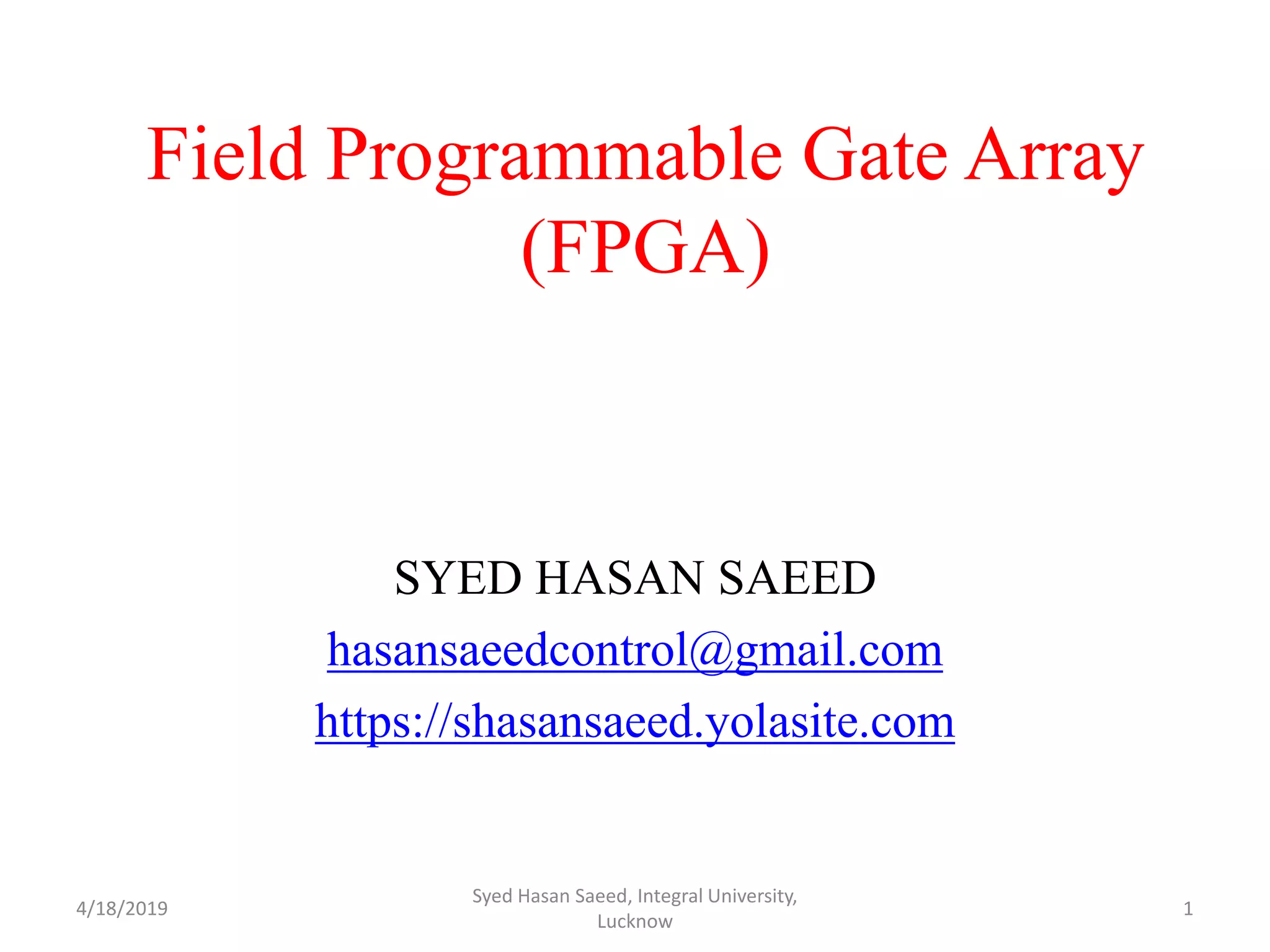 FPGA | PPTX | Programming Languages | Computing