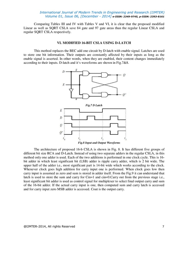 FPGA Implementation of High Speed Architecture of CSLA using D-Latches | PDF