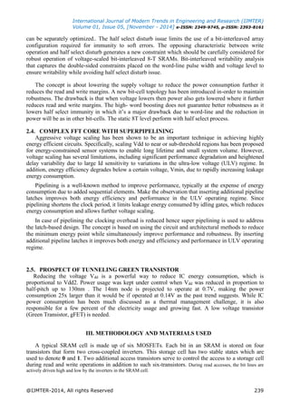 FPGA IMPLEMENTATION OF LOW POWER SRAM BASED PROCESSOR IN 8T USING HETTS | PDF