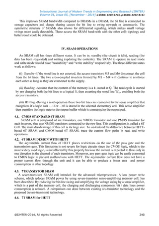FPGA IMPLEMENTATION OF LOW POWER SRAM BASED PROCESSOR IN 8T USING HETTS | PDF