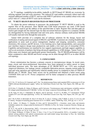 FPGA IMPLEMENTATION OF LOW POWER SRAM BASED PROCESSOR IN 8T USING HETTS | PDF
