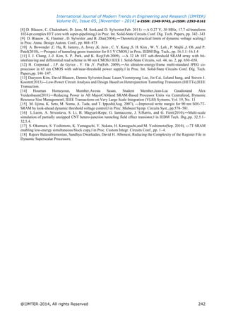 FPGA IMPLEMENTATION OF LOW POWER SRAM BASED PROCESSOR IN 8T USING HETTS | PDF