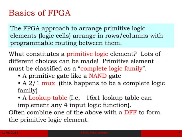 Field Programmable Gate Arrays : Architecture | PDF