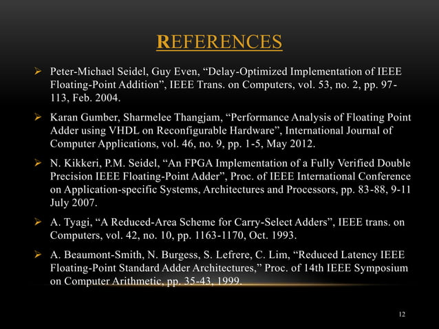 Fpga Based Implementation Of A Double Precision Ieee Floating Point Adder Ppt 