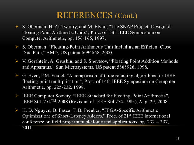 Fpga based implementation of a double precision ieee floating point adder | PPT