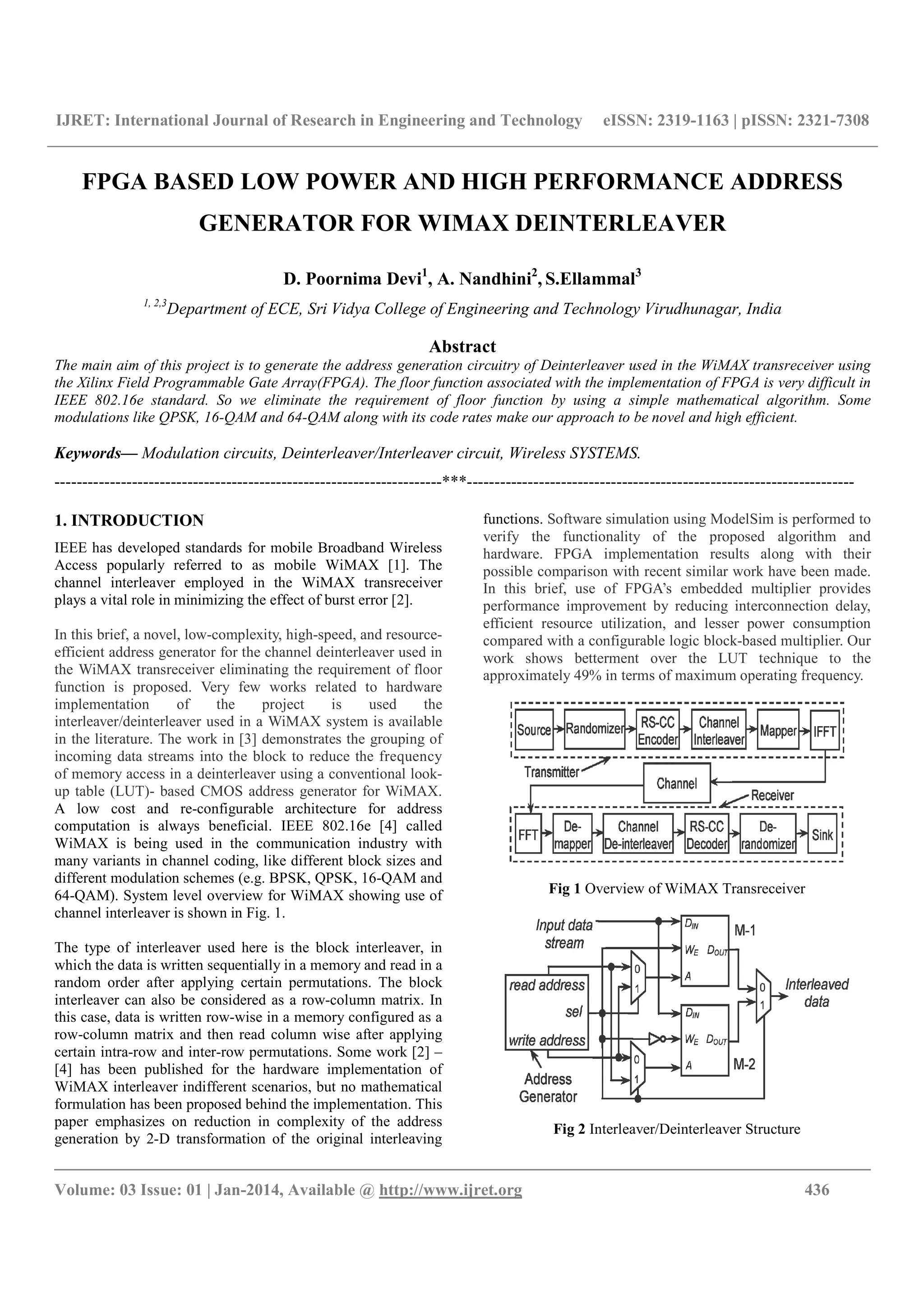 Fpga Based Low Power And High Performance Address Pdf Computer Networking Computing