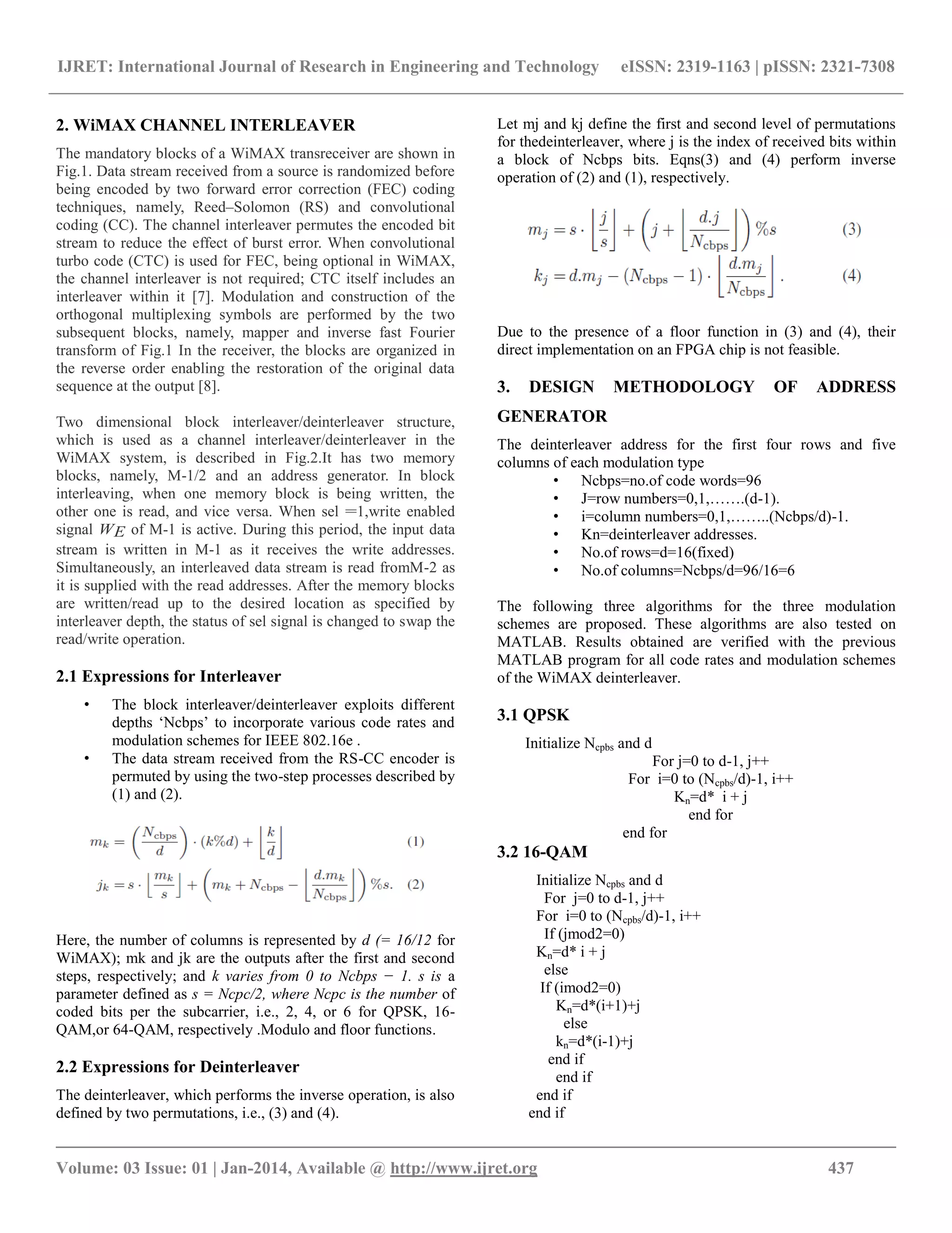 Fpga based low power and high performance address generator for wimax deinterleaver | PDF