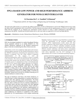 Fpga based low power and high performance address generator for wimax deinterleaver | PDF