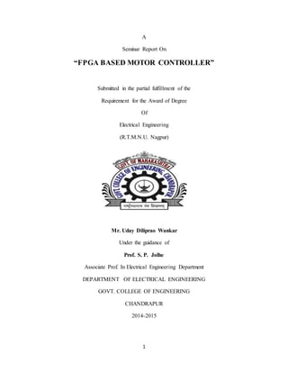 Fpga based motor controller | DOCX