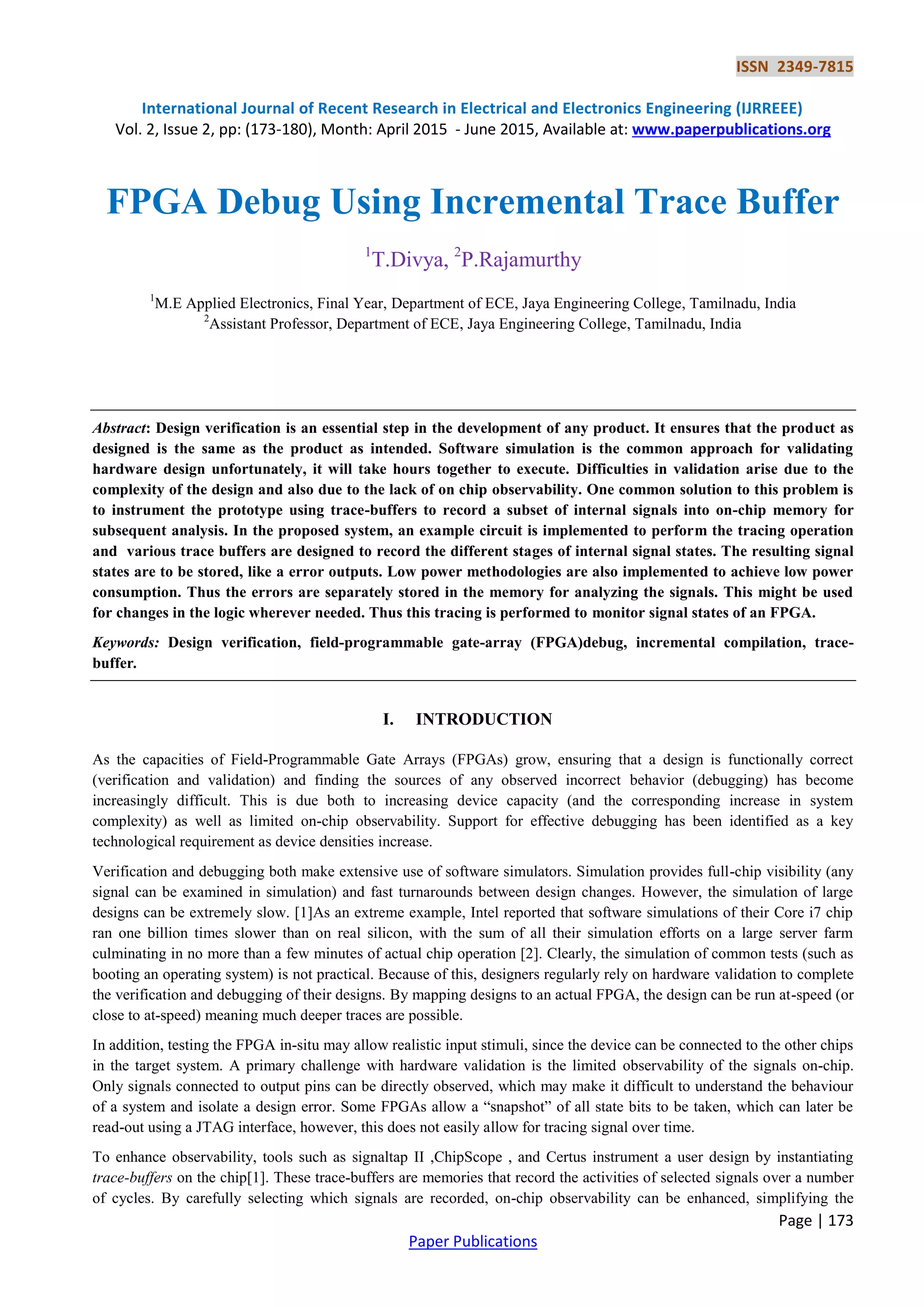 FPGA Debug Using Incremental Trace Buffer | PDF FPGA Debug Using Incremental Trace Buffer | PDF