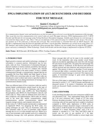 Fpga implementation of (15,7) bch encoder and decoder for text message ...