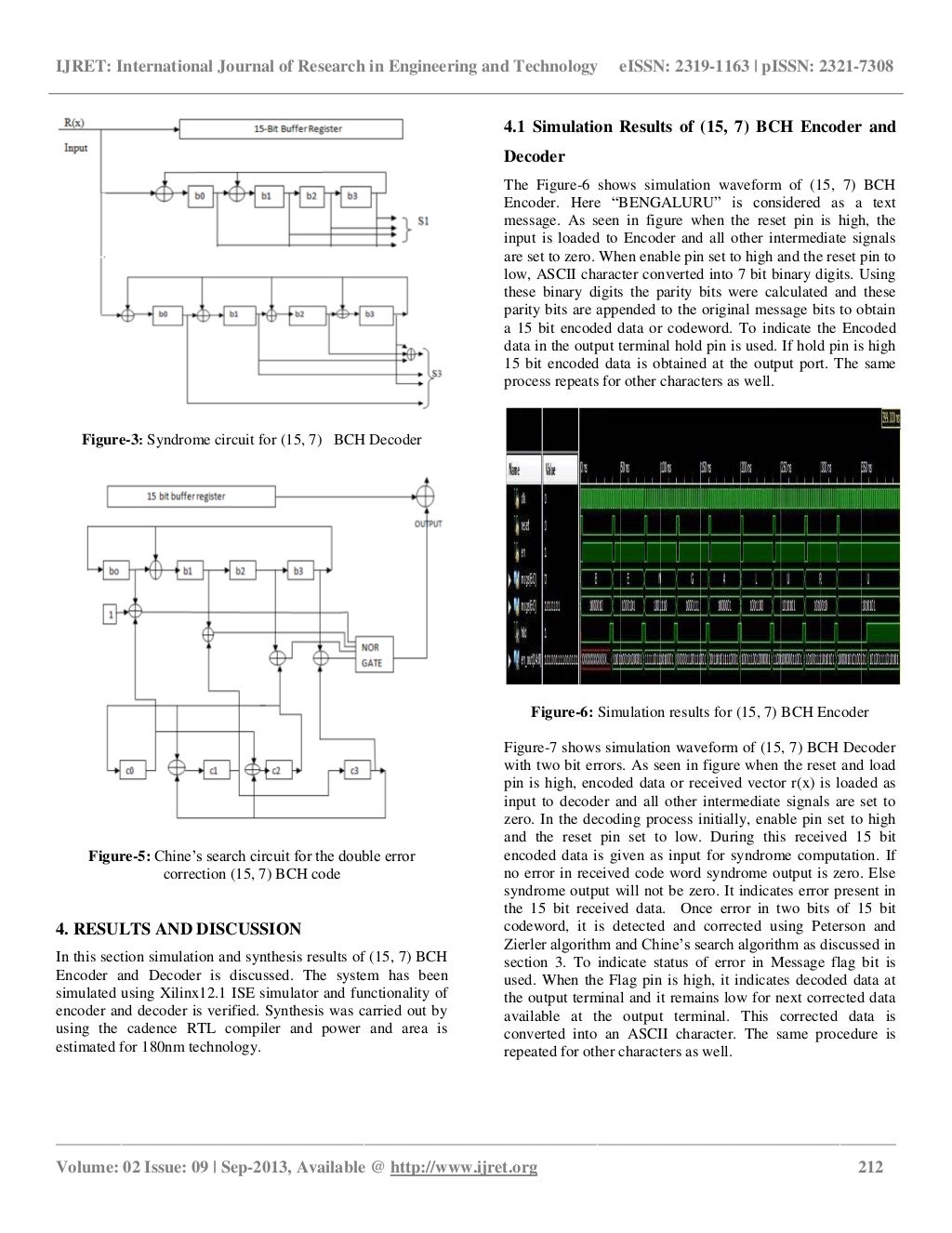 Fpga Implementation Of 157 Bch Encoder And Decoder For Text Message