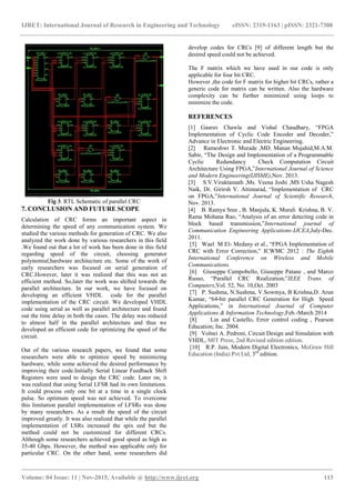 Fpga implementation of 4 bit parallel cyclic redundancy code | PDF