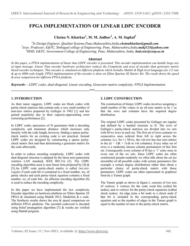 Fpga implementation of linear ldpc encoder | PDF | Programming Languages | Computing