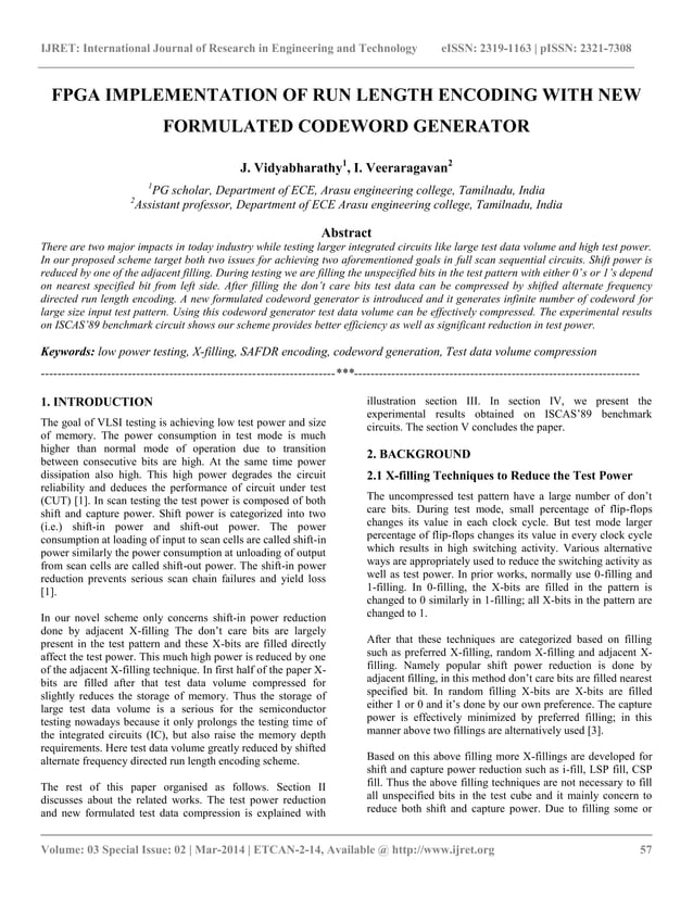 Fpga Implementation Of Run Length Encoding With New Formulated Codeword 4217