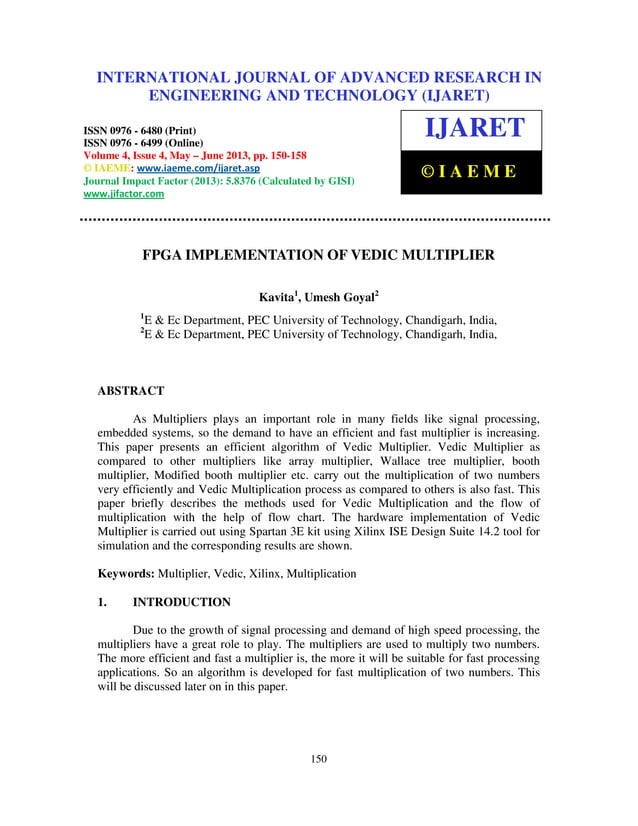 Fpga implementation of vedic multiplier | PDF