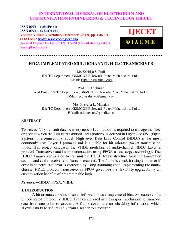 Fpga implemented multichannel hdlc transceiver | PDF