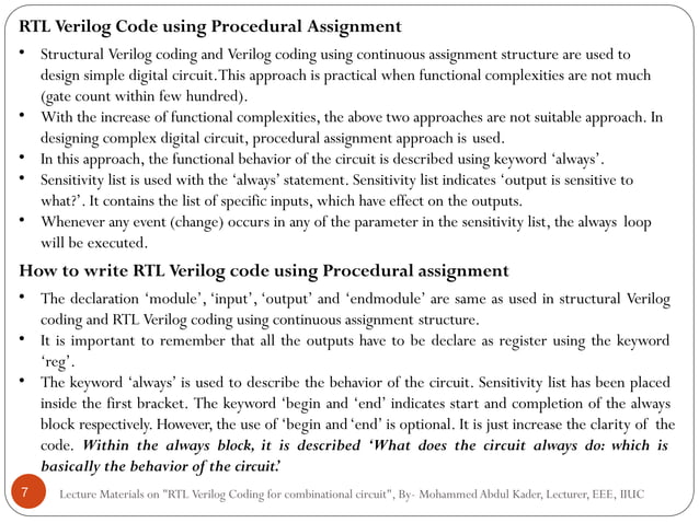 Fpgartl Verilog Coding For Combinational Circuitpptx