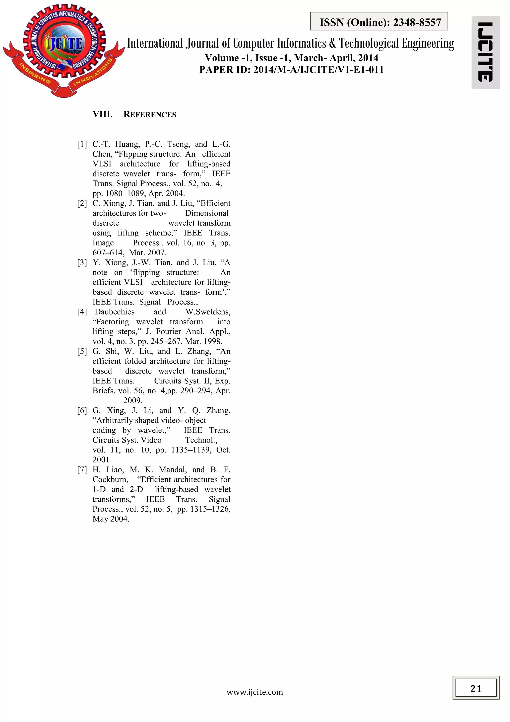 Fpga sotcore architecture for lifting scheme revised | PDF