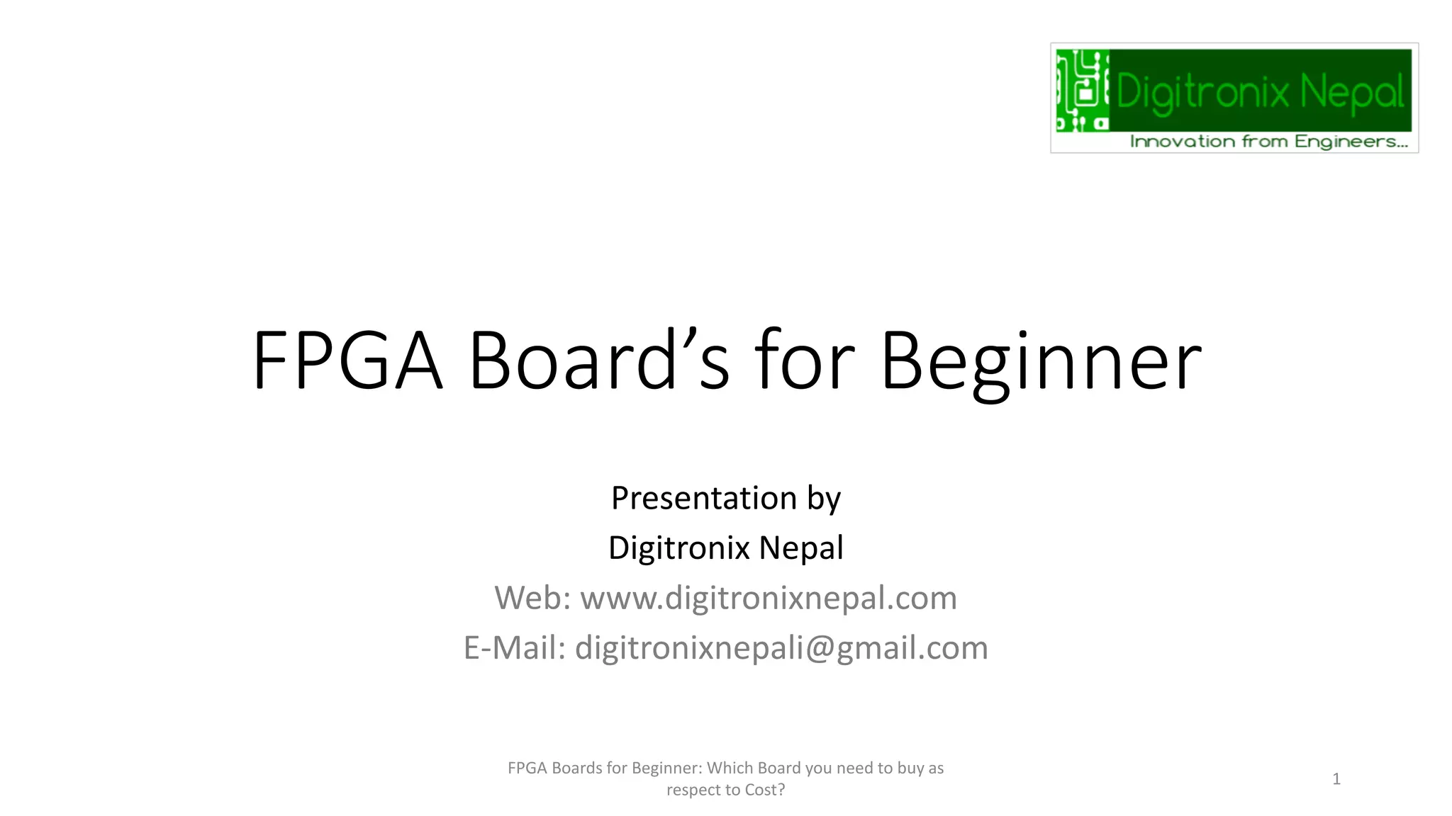 FPGA Board Selection for Beginners | PPT