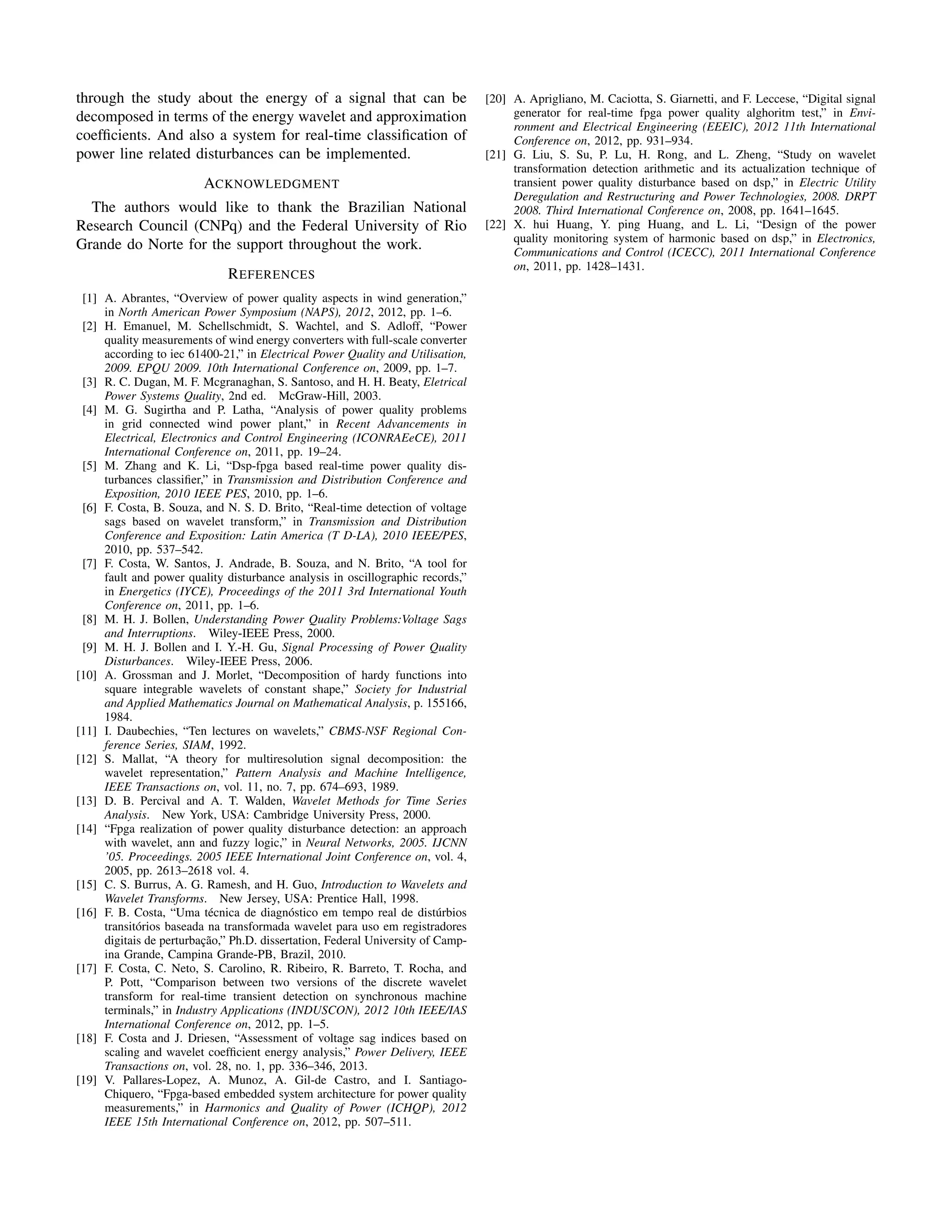 Fpga Versus Dsp For Wavelet Transform Based Voltage Sags Detection Pdf