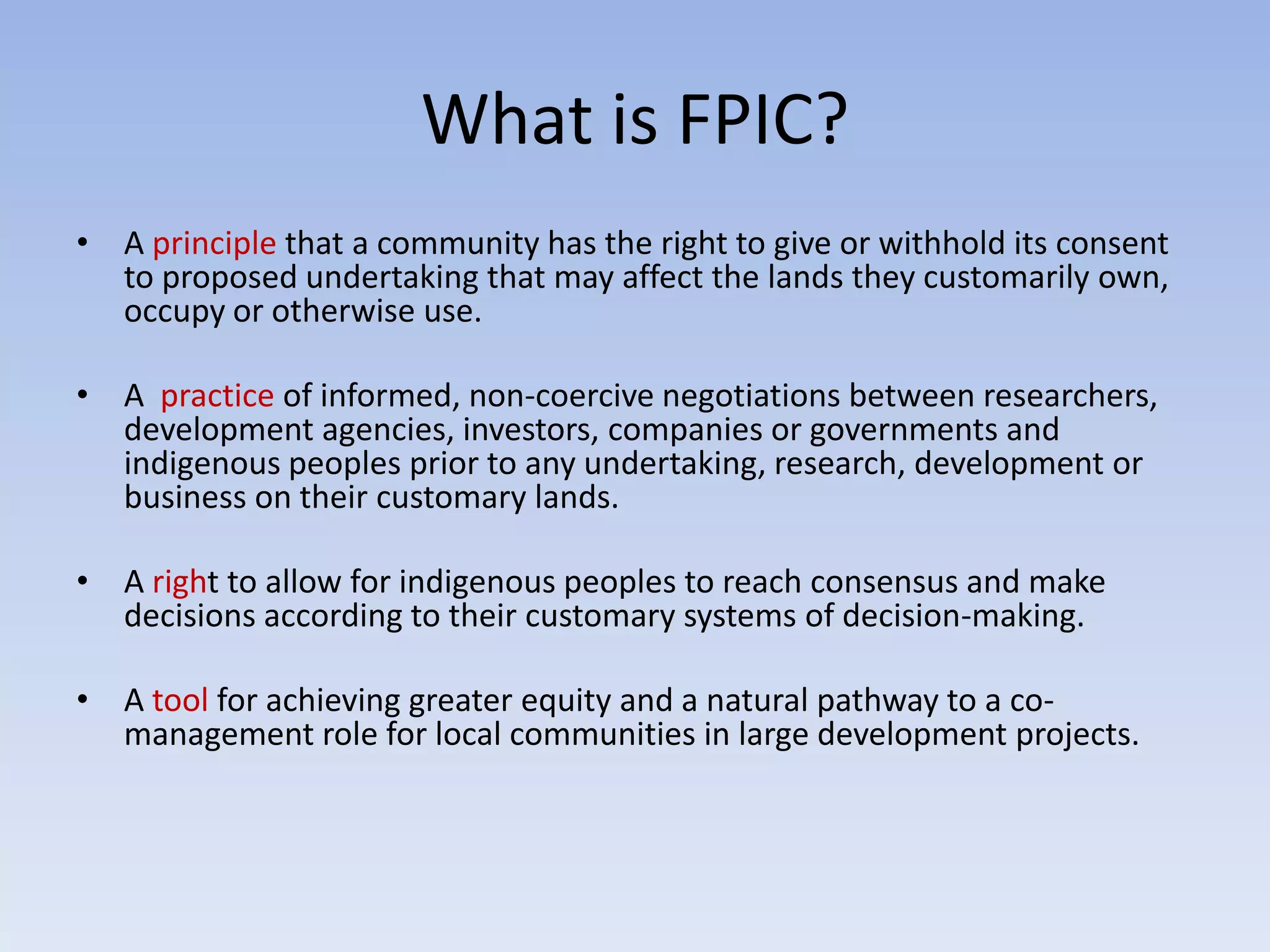 Free and Prior Informed Consent (FPIC) in Carbon Projects | PPTX