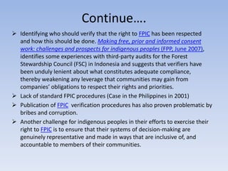 Free and Prior Informed Consent (FPIC) in Carbon Projects | PPTX