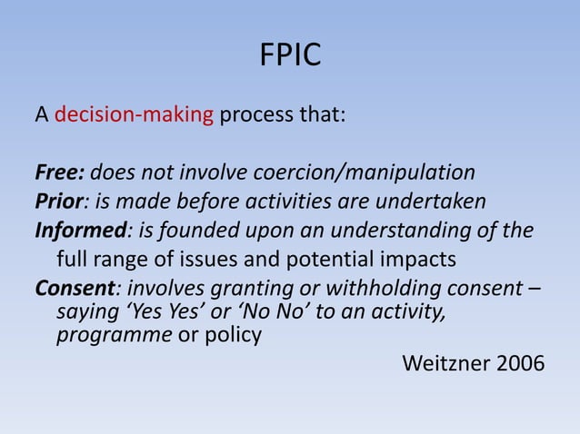 Free and Prior Informed Consent (FPIC) in Carbon Projects | PPTX