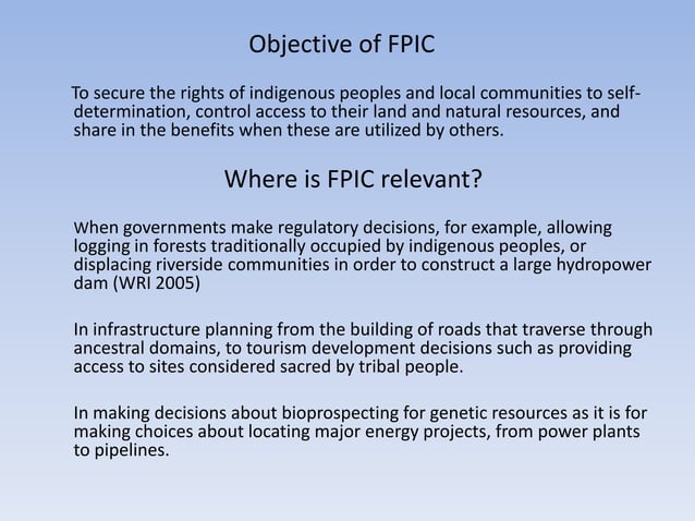 Free and Prior Informed Consent (FPIC) in Carbon Projects | PPTX