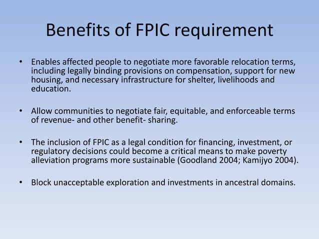 Free and Prior Informed Consent (FPIC) in Carbon Projects | PPTX