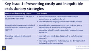 Financing Policies for Inclusive Education Systems project outcomes | PPT