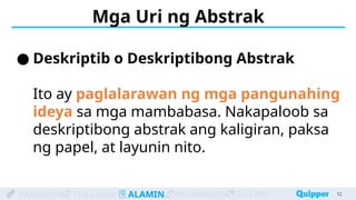 Abtrak Bilang Uri ng Akademikong Sulatin | PPTX