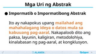 Abtrak Bilang Uri ng Akademikong Sulatin | PPTX