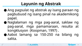 Abtrak Bilang Uri ng Akademikong Sulatin | PPTX