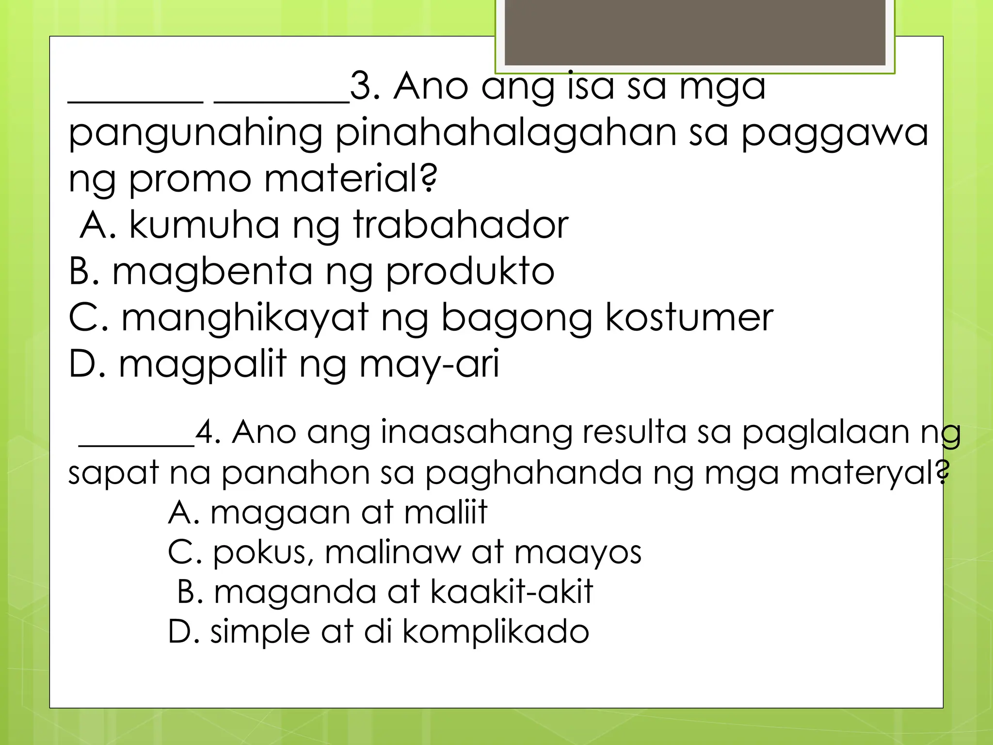 Ano ang Promo Material, mga Gamit at kahalagahan nito.pptx