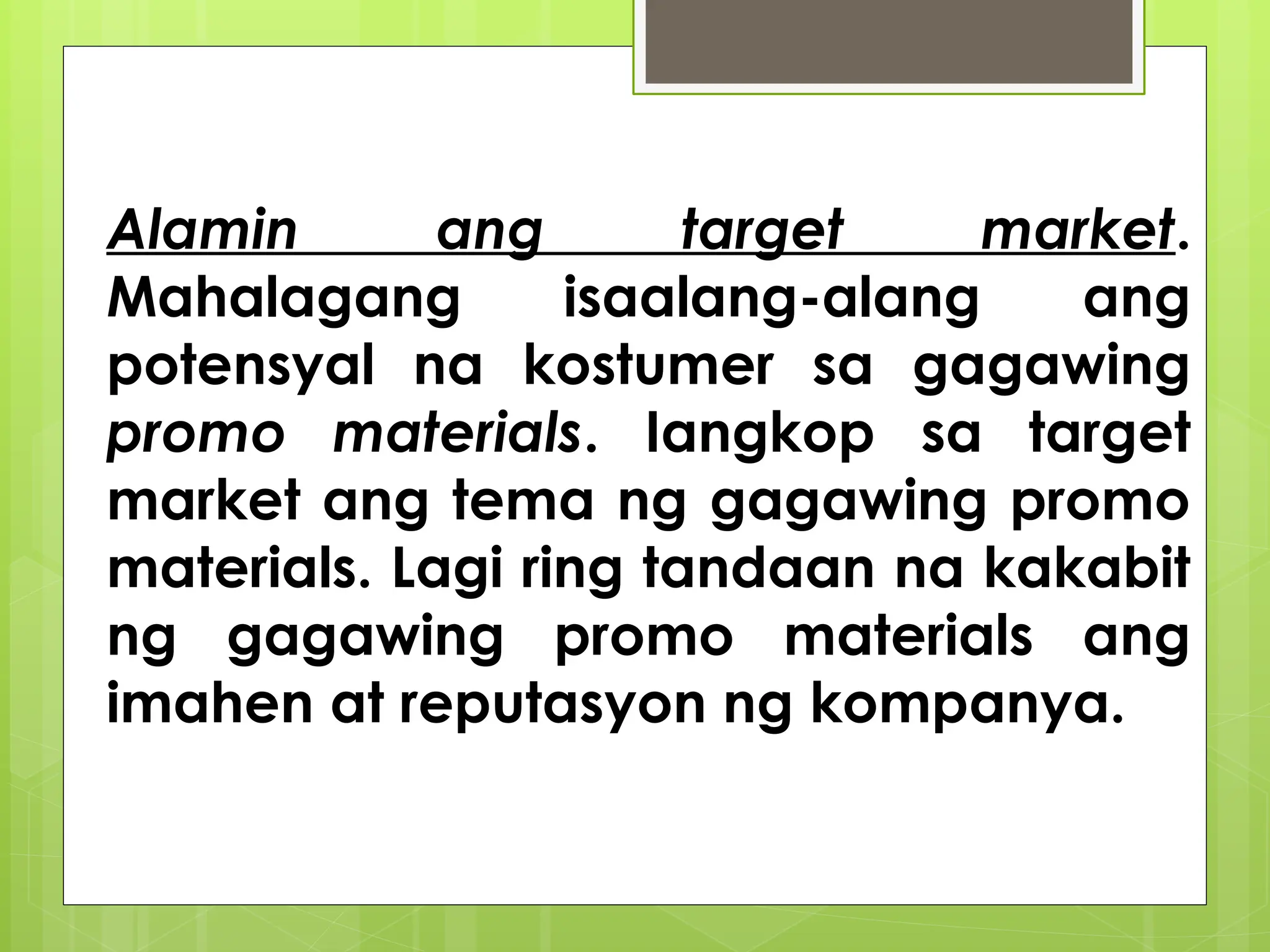 Ano ang Promo Material, mga Gamit at kahalagahan nito.pptx