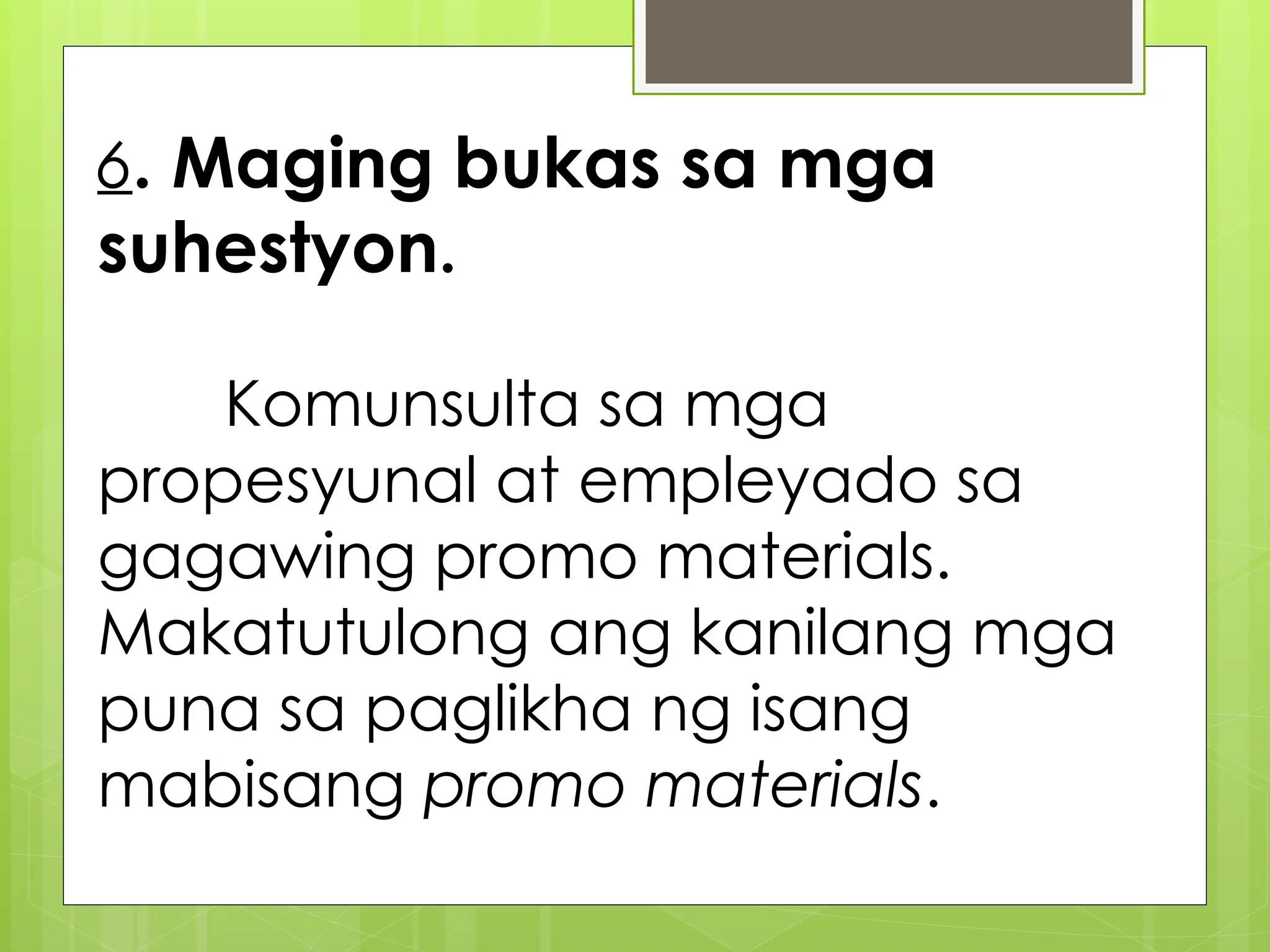 Ano ang Promo Material, mga Gamit at kahalagahan nito.pptx