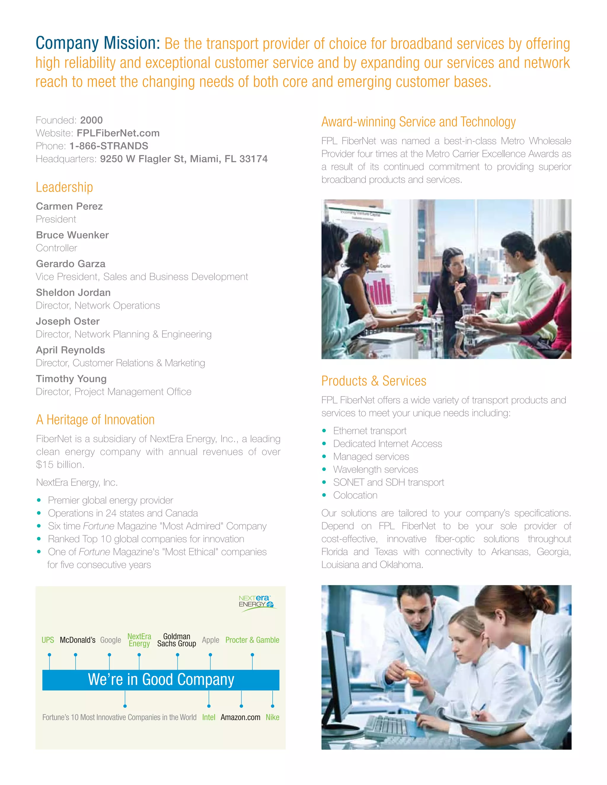 FPL FiberNet Fact Sheet | PDF