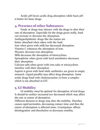 Absorption of Drug and First Pass Mechanism | DOCX