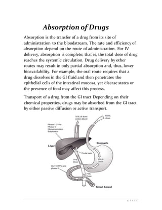 Absorption of Drug and First Pass Mechanism | DOCX