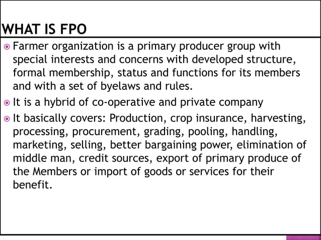 Farmer producer organization | PPTX | Agriculture | Industries